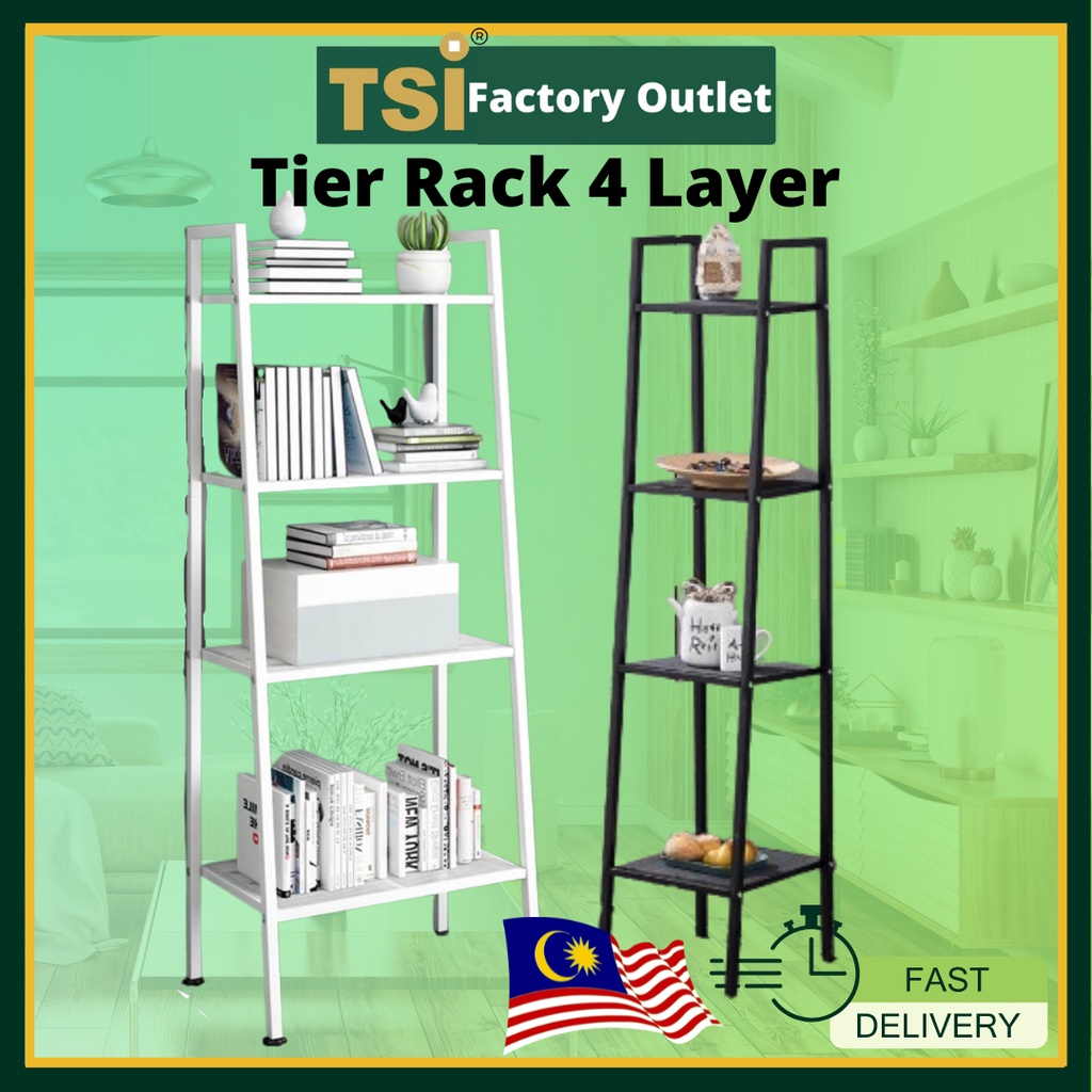 TSI 4 Tier Multipurpose Shelf Shelves Storage Rack Kitchen Living Room ...