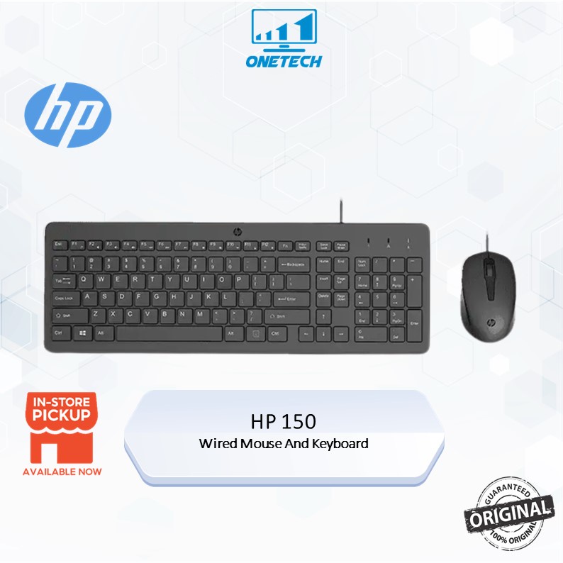 HP 150 Wired Keyboard And Mouse ( Quiet Typing / Amibidextrous Design ...