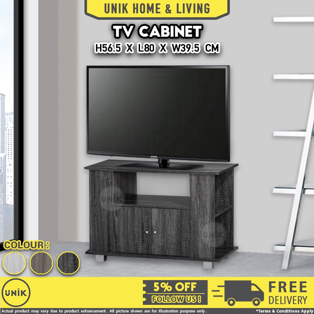 [UNIK] TV Rack Cabinet with Doors | Rak TV Kabinet Almari | Shopee Malaysia