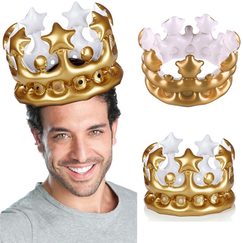 1Pcs Gold Inflatable Crown PVC Balloon Happy Birthday Party Hat Props ...