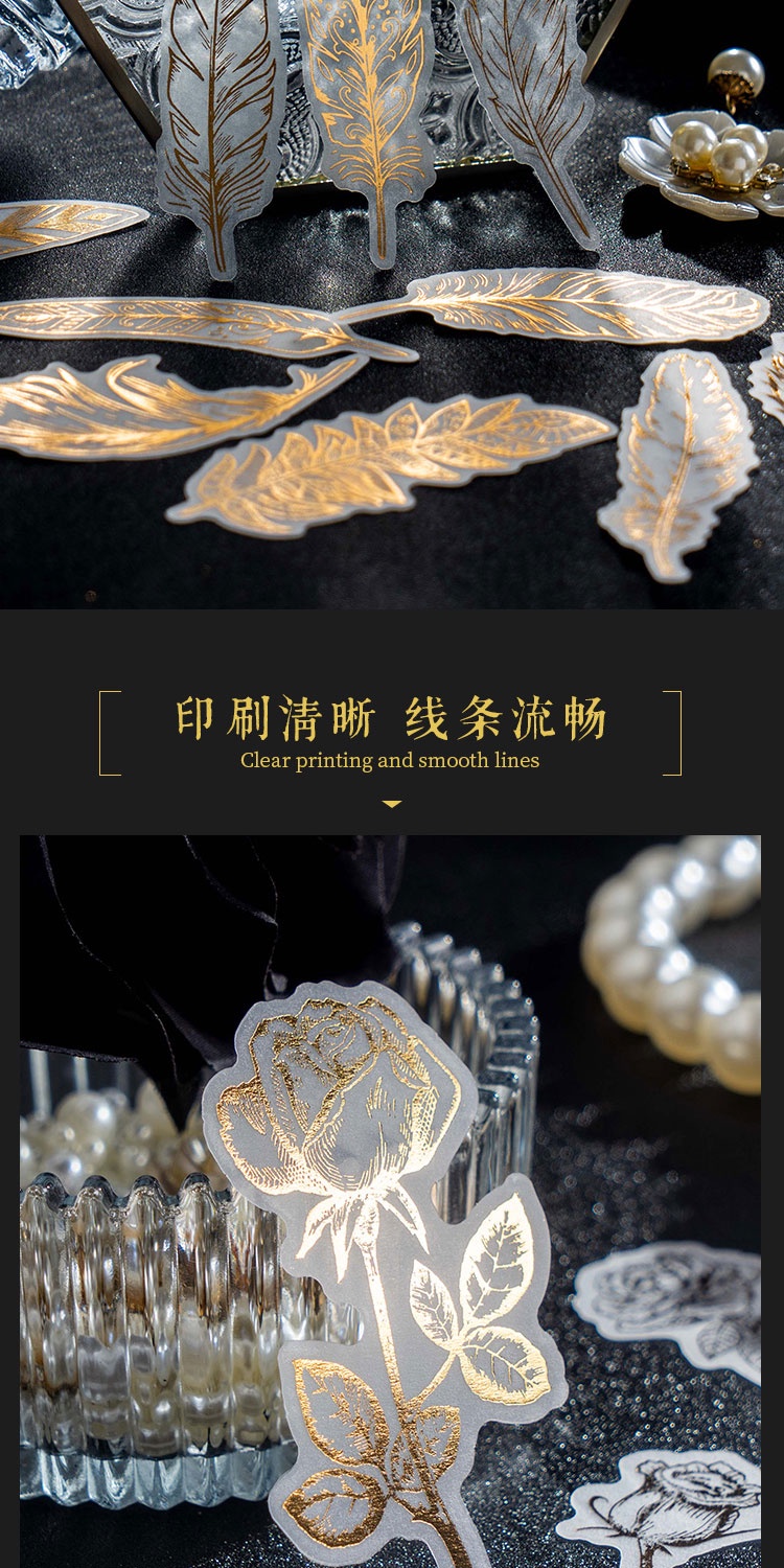 Journamm 40pcs/pack Gilding Craft Stickers Litmus Paper Flower Sticker ...
