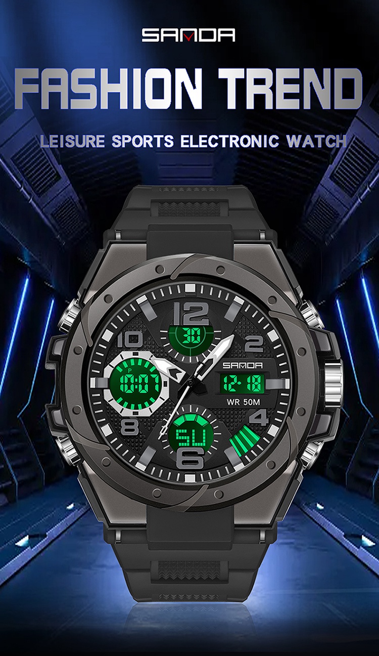 SANDA Multi-function Multi-display Sports Waterproof Men's Watch Luxury ...