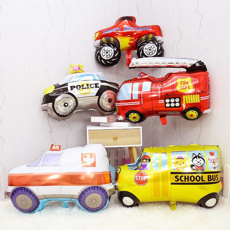 Transportation Theme Foil Balloon School Bus Tank Police Fireman ...