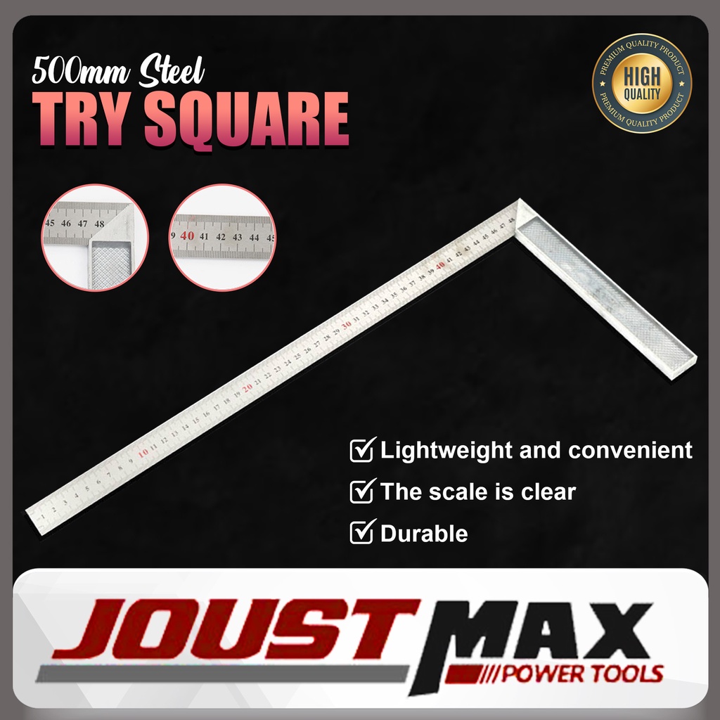 500mm Try Square L Square Angle Ruler Steel Ruler Try Square Ruler 90 ...