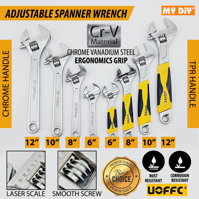 MYDIYHOMEDEPOT - UOFFC CRV ADJUSTABLE SPANNER WRENCH WITH SCALE TPR ...