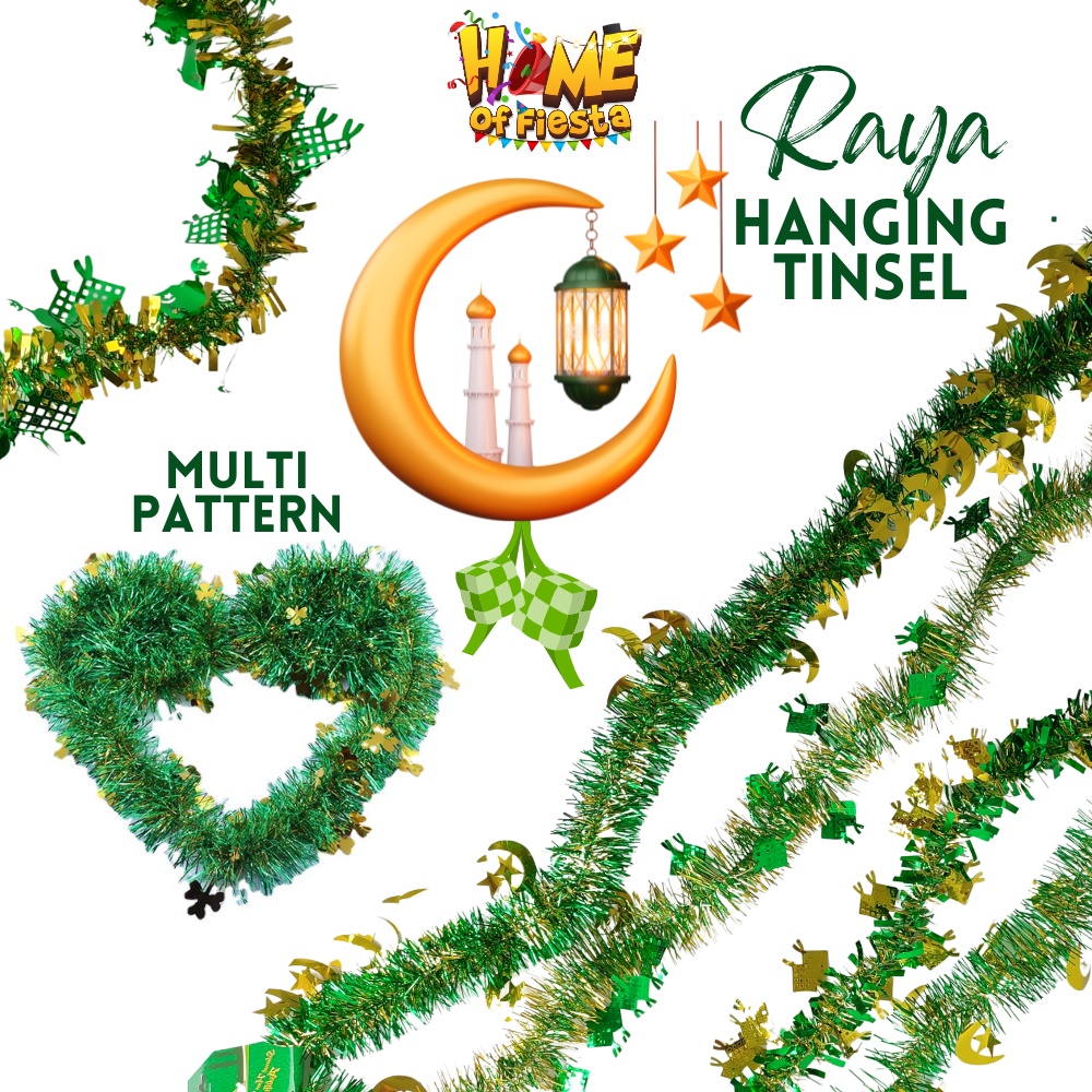 HOFS Raya Tinsel Ceiling Deco Banner Party Garland Hamper Raya Hiasan ...
