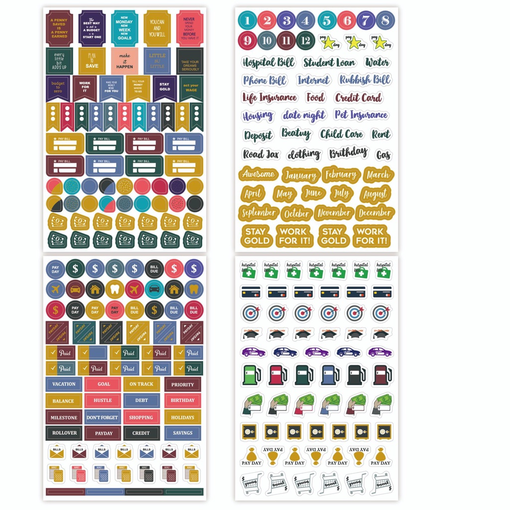 4 Sheets/Set Budget Planner Stickers Diary Note Notepad Student ...