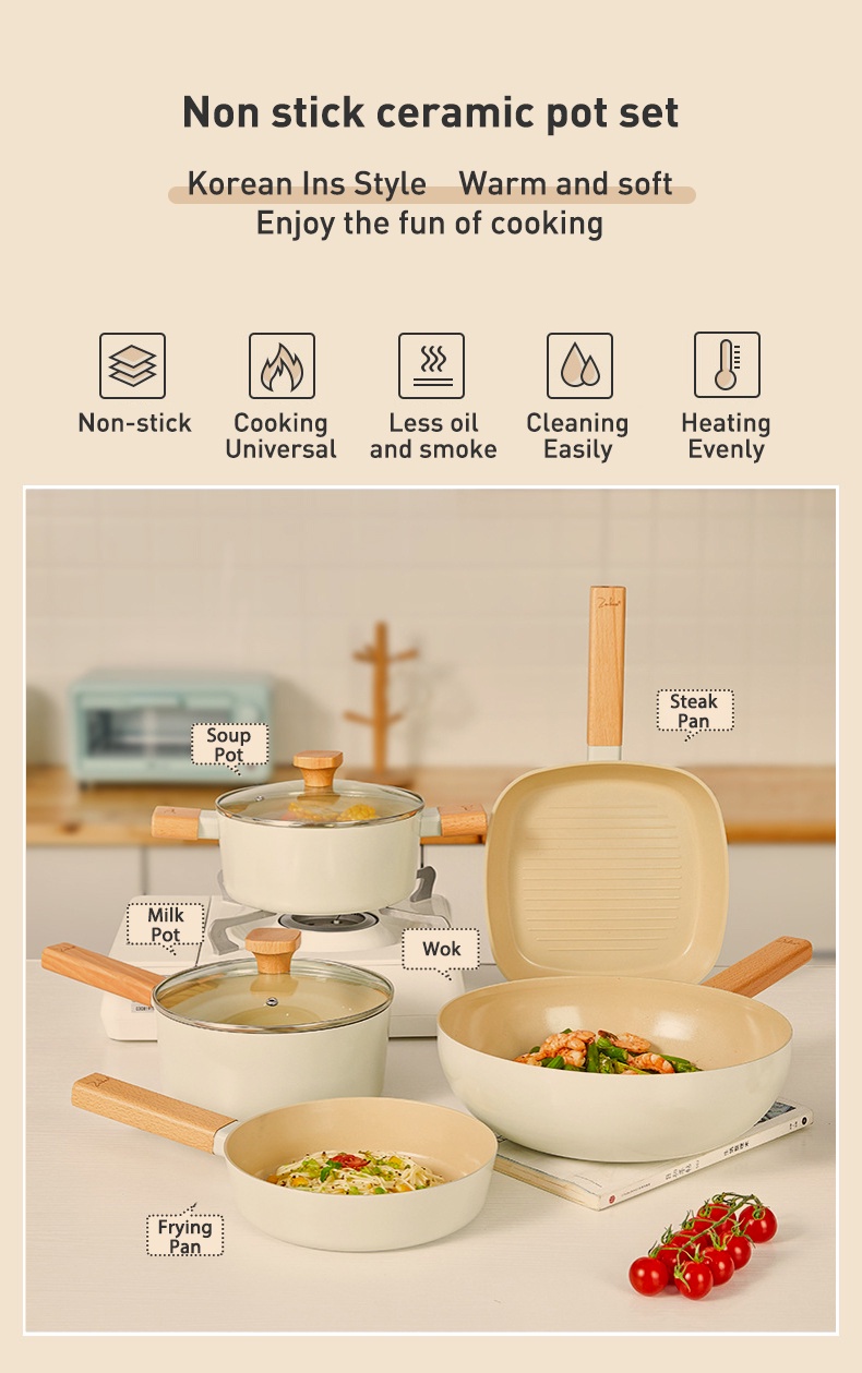 S&S【Local Stock】20/24/28 cm Frying Pan Ceramic Cookware Nonstick Pan ...