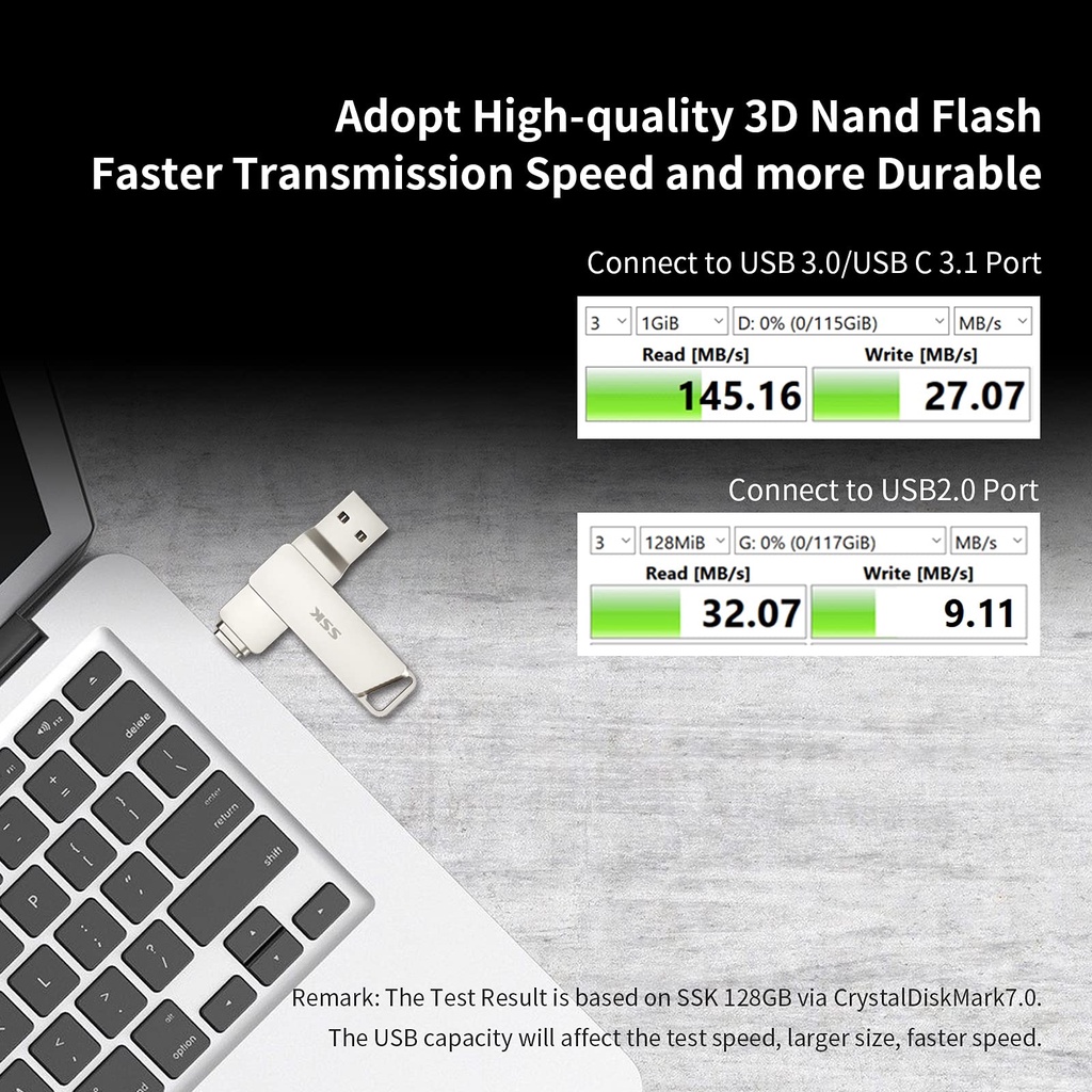 SSK 220MB/s 128GB Flash Drive Type C OTG Flashdrive USB3.2 256GB USB ...
