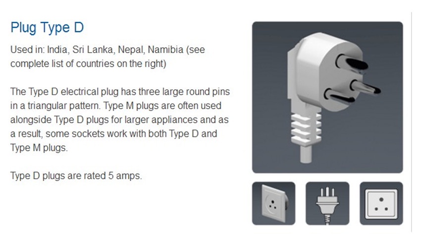 South Africa Plug Type D Adapter India 3 pins Conversion Power Plug ...