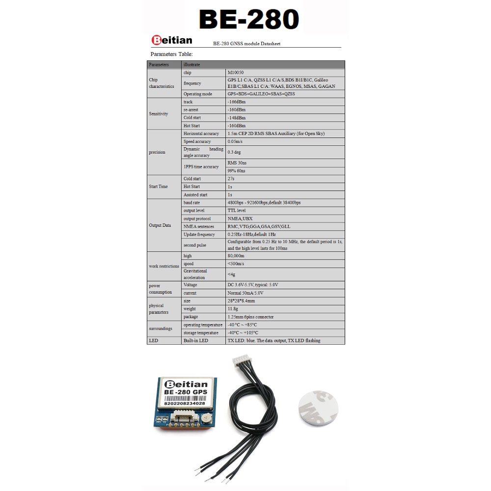 Beitian GPS Module BE-180 BE-220 BE-280 BE-880 With Antenna M10050 GNSS ...