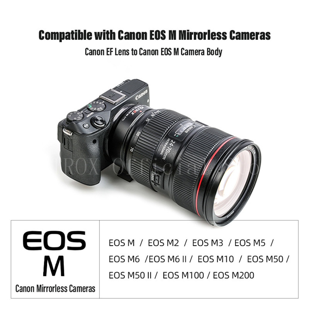 Viltrox EF-EOSM Electronic Auto Focus Lens Adapter for Canon EOS EF/EF-S Lens to EOS M EF-M M2 ...