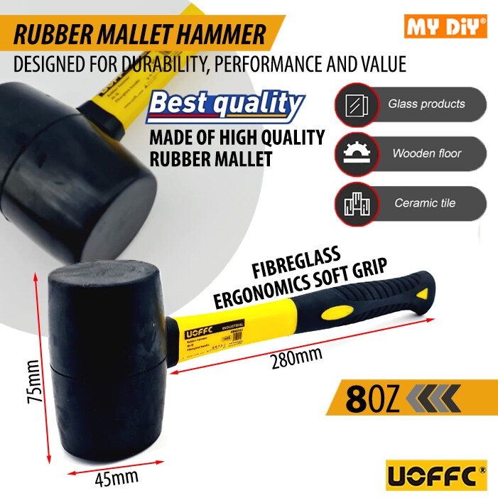 MYDIYHOMEDEPOT - UOFFC 8OZ 12OZ 16OZ Rubber Mallet Hammer Fiberglass ...