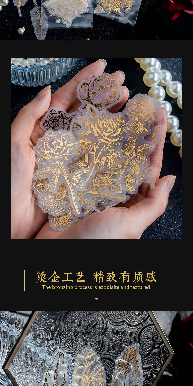 Journamm 40pcs/pack Gilding Craft Stickers Litmus Paper Flower Sticker ...
