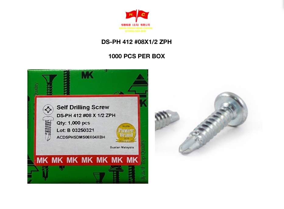 MK DS-PH 412/416/420/425/432 SELF DRILLING SCREW ZPH (1000PCS) SCREW FOR METAL SKRU EKOR UDANG ...
