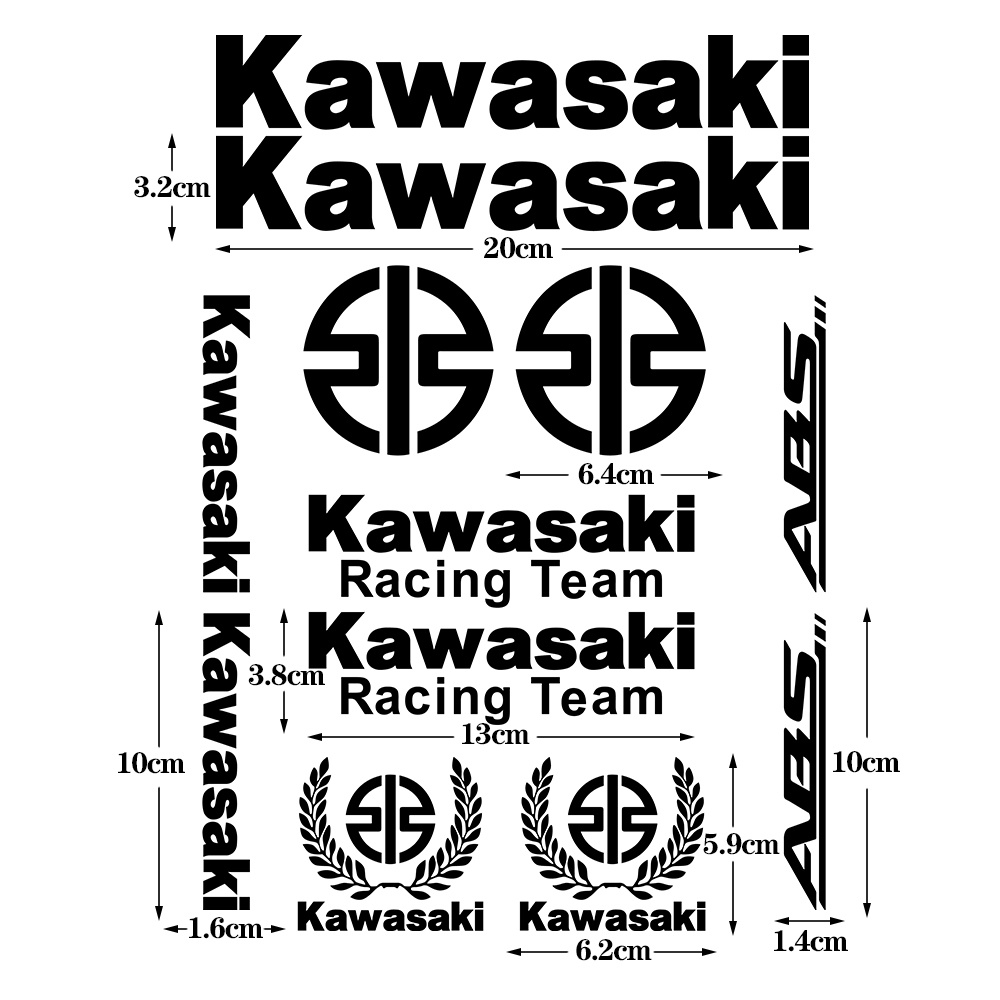 Kawasaki Reflective Set Sticker Motorcycle Emblem Badge Wheat Ears ...