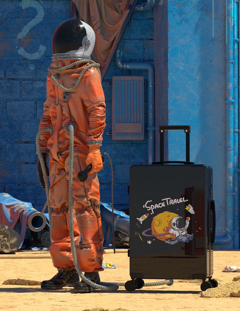 『Free Shipping』Ins cartoon luggage student suitcase NASA astronaut ...