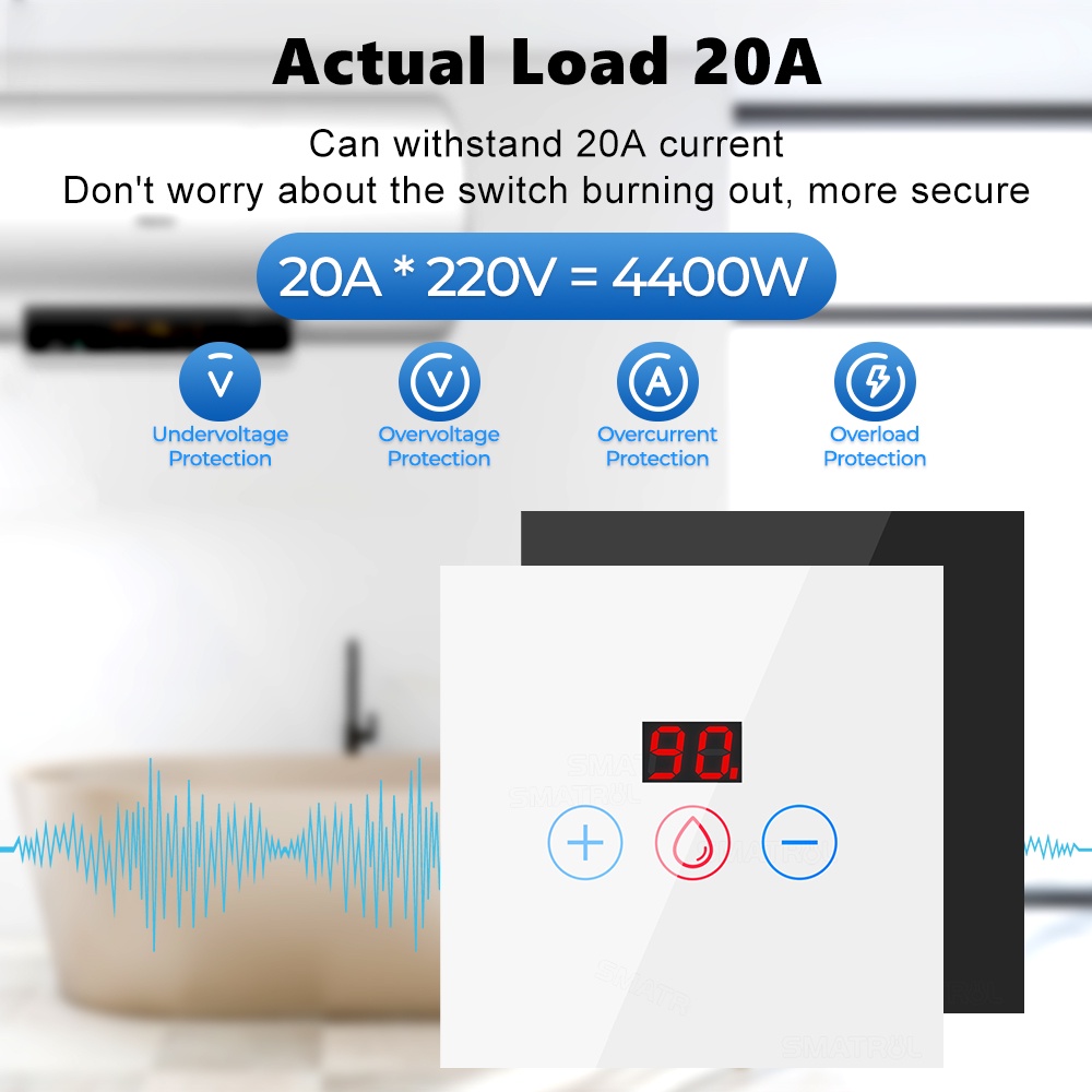 SMATRUL UK 20/40A WiFi for Boiler Water Heater Switch/Aircon 8000W Tuya ...
