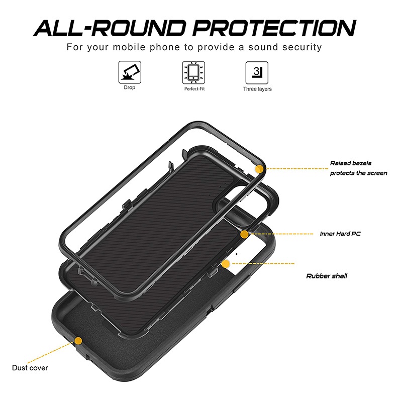 Casing iPhone 13 Military Super Shockproof Tebal 3 in 1 Black Casing iP ...