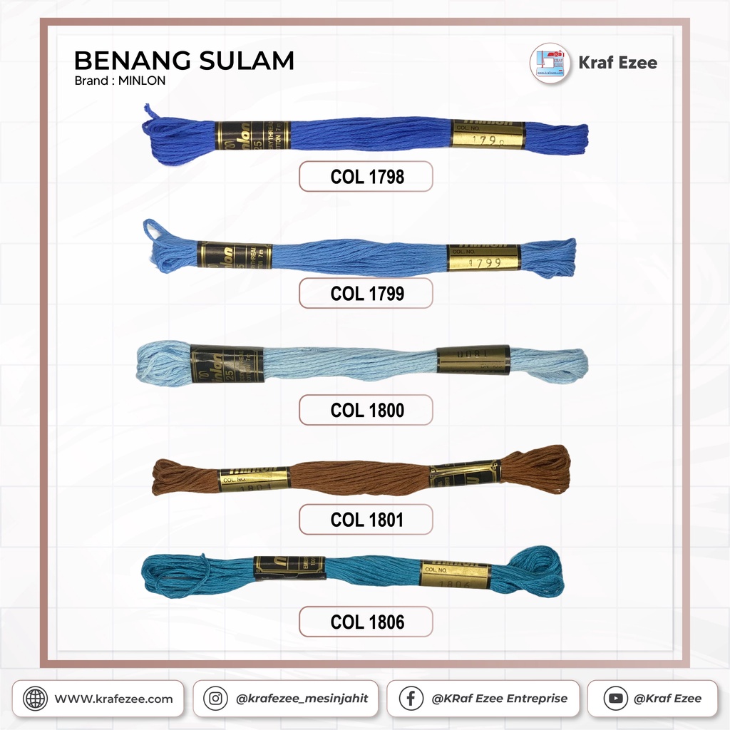 Benang Kait Sulam Cross Stitch Minlon Hand Embroidery Cross Stich Yarns ...