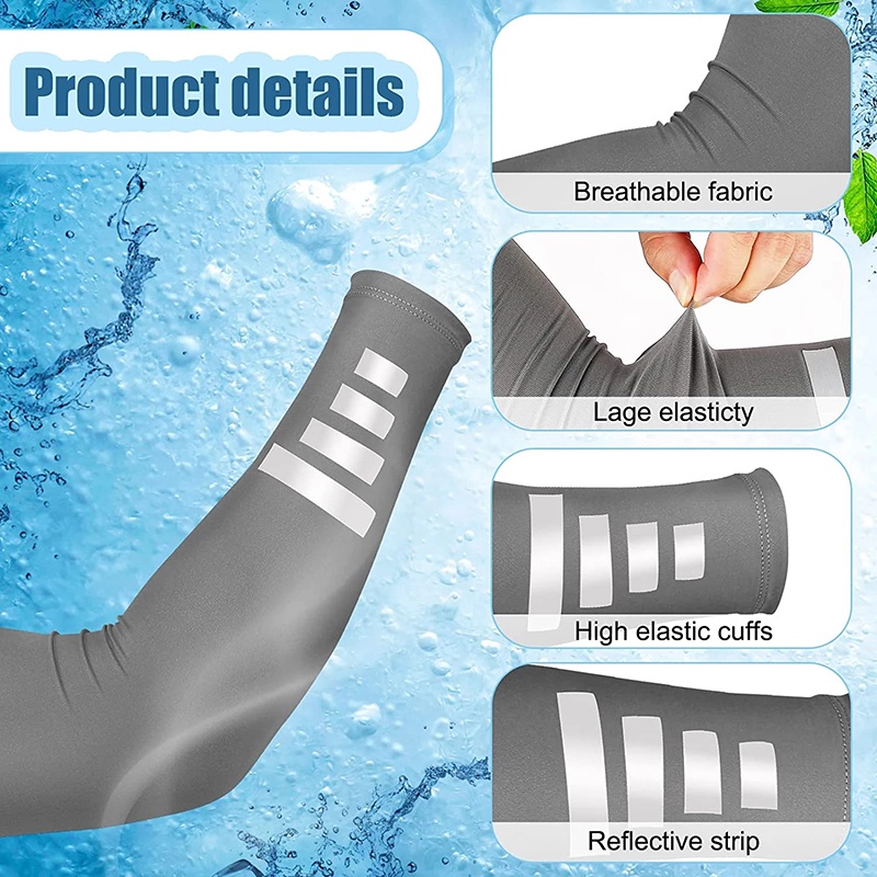 Reflective Night Riding Arm Sleeves Summer Running Cycling Sleeves Ice ...