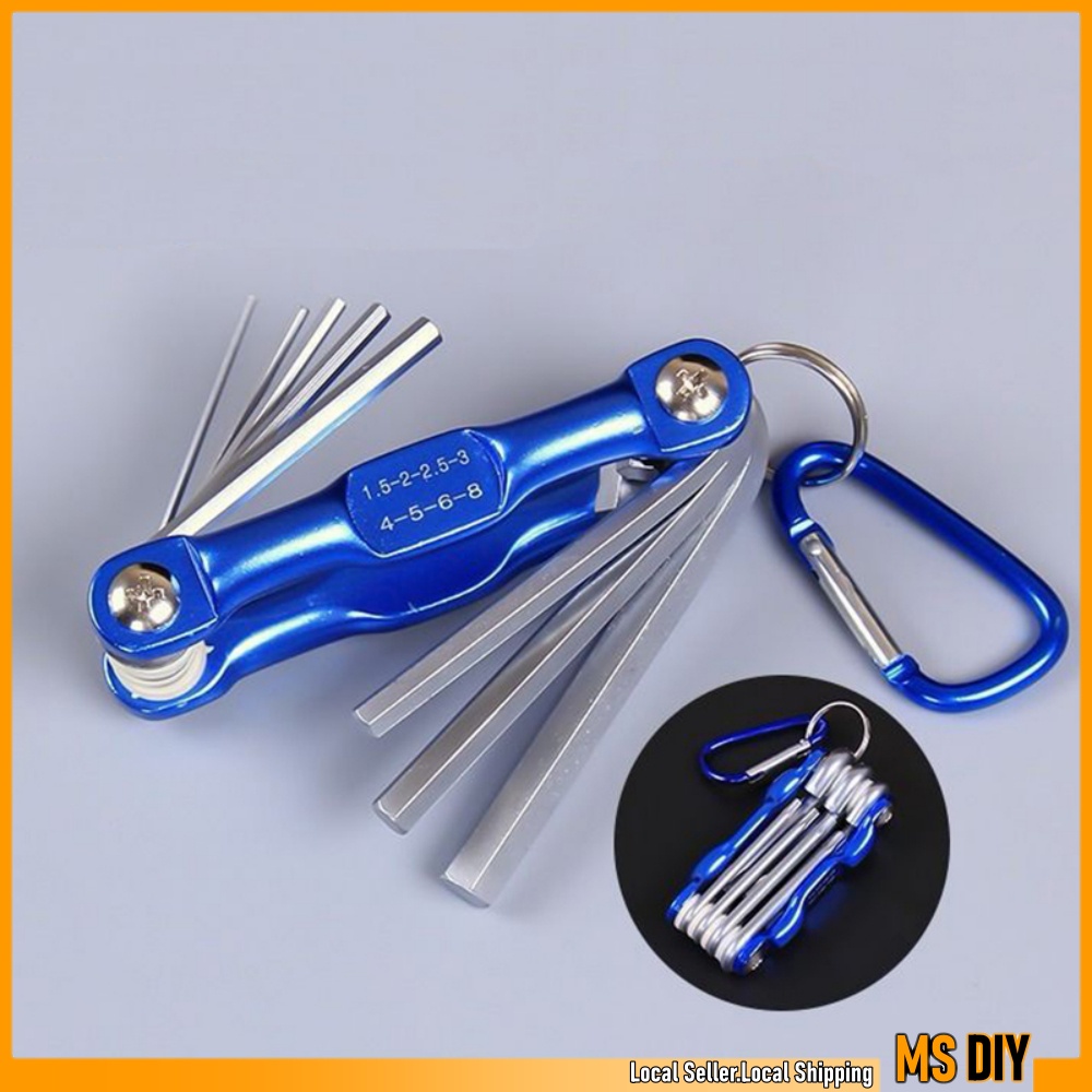 8pcs High Quality Portable Foldable Key Hex Wrench Set Metric System ...