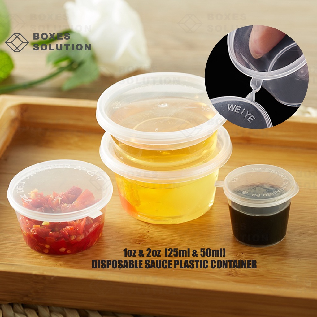 VBS READY STOCK #50pcs 1oz/2oz/2.8oz Round Disposable Plastic Food ...