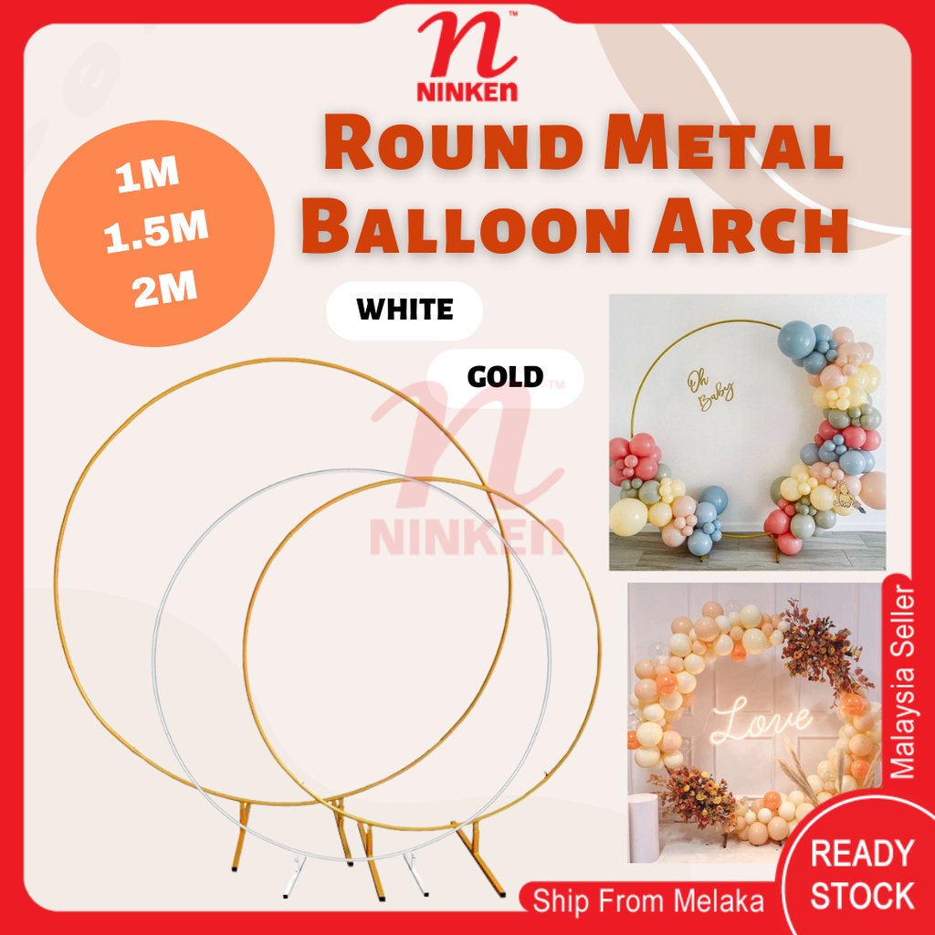 1M/1.5M/2M Golden Metal Round Balloon Stand Circle Arch Birthday ...