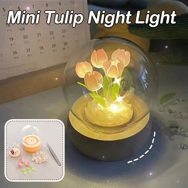 Korean Tulip Night Light Desktop Decorative Fairy Light DIY LED lampu ...