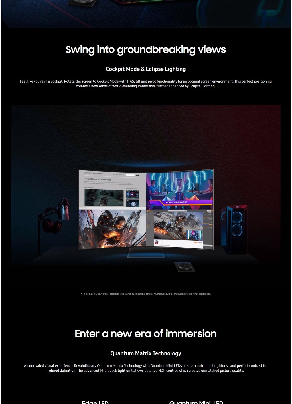 SAMSUNG ODYSSEY ARK G97 55" 4K CURVED GAMING MONITOR (3 Years Warranty ...