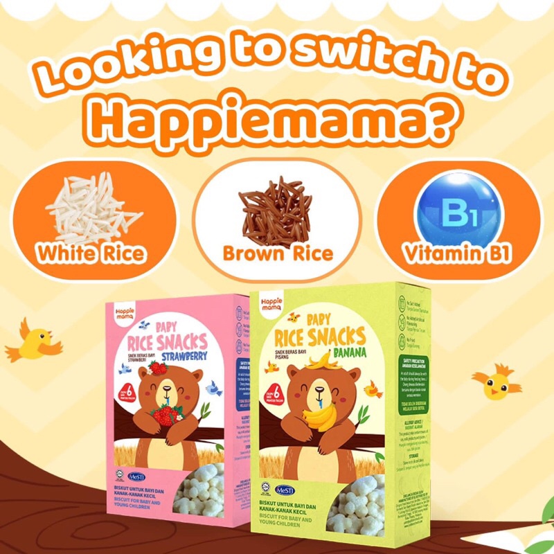 Happiemama Baby Rice Snack Rice Puff Biskut Bayi Baby Food (Strawberry ...