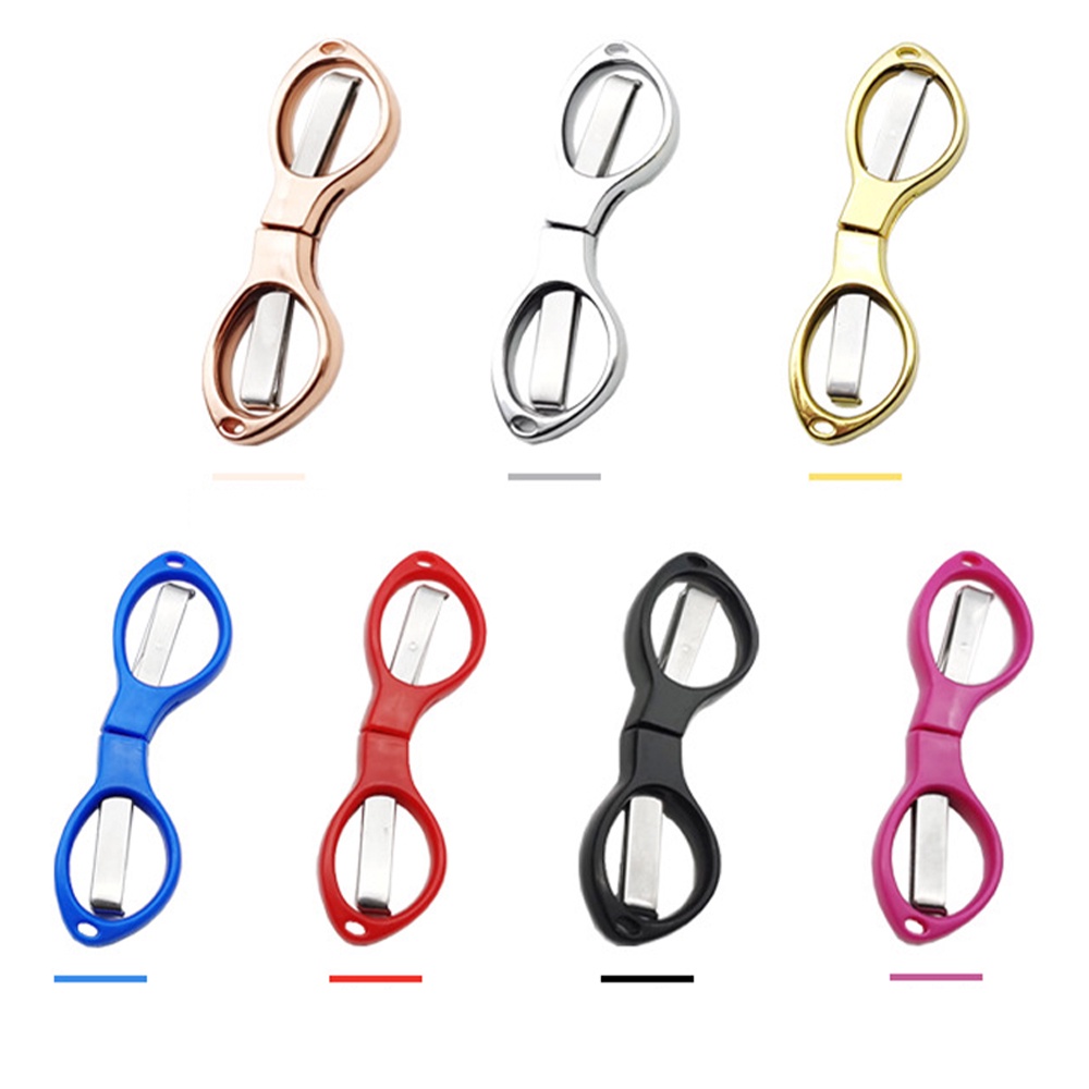 1Pc Mini Folding Keychain Scissors Small Glasses Shaped Travel Scissors ...