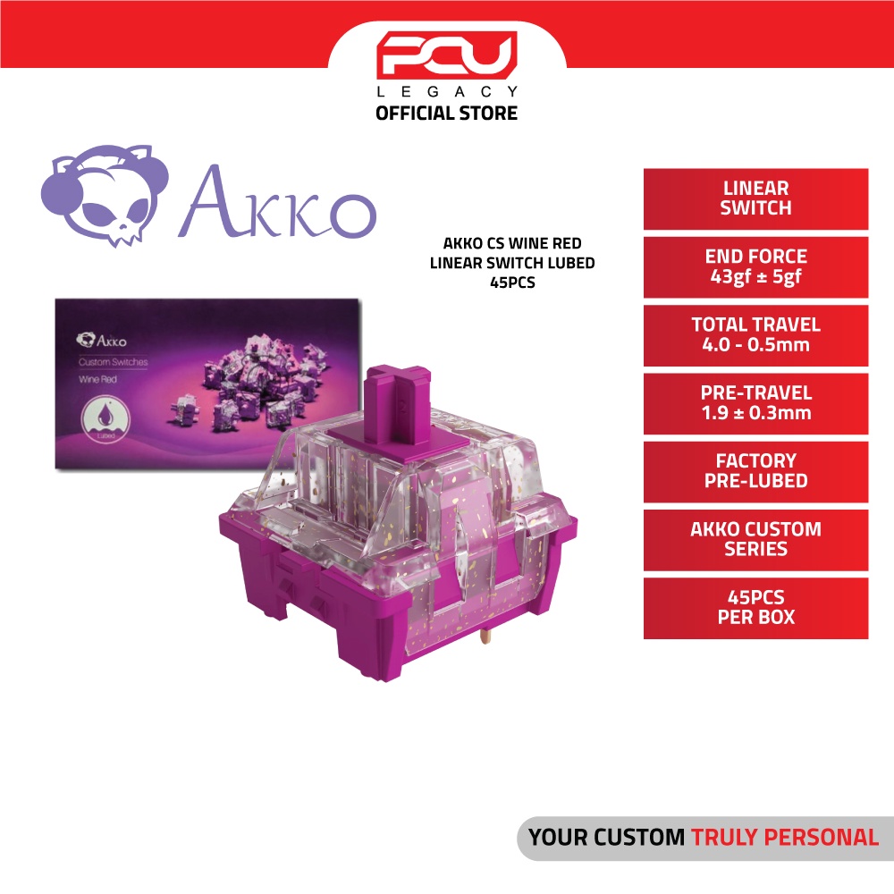 AKKO CS WINE RED LINEAR SWITCHES (LUBED) - 45 PCS | Shopee Malaysia