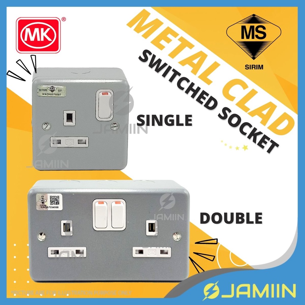 SIRIM MK Industrial Socket 13A Switch Socket Heavy Duty Socket Metal ...