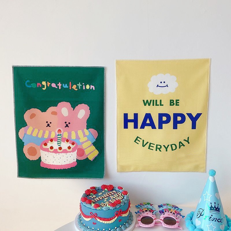 Cute Cartoon Wall Hanging Cloth Ins Wall Decor Mini Tapestry Wall Art ...