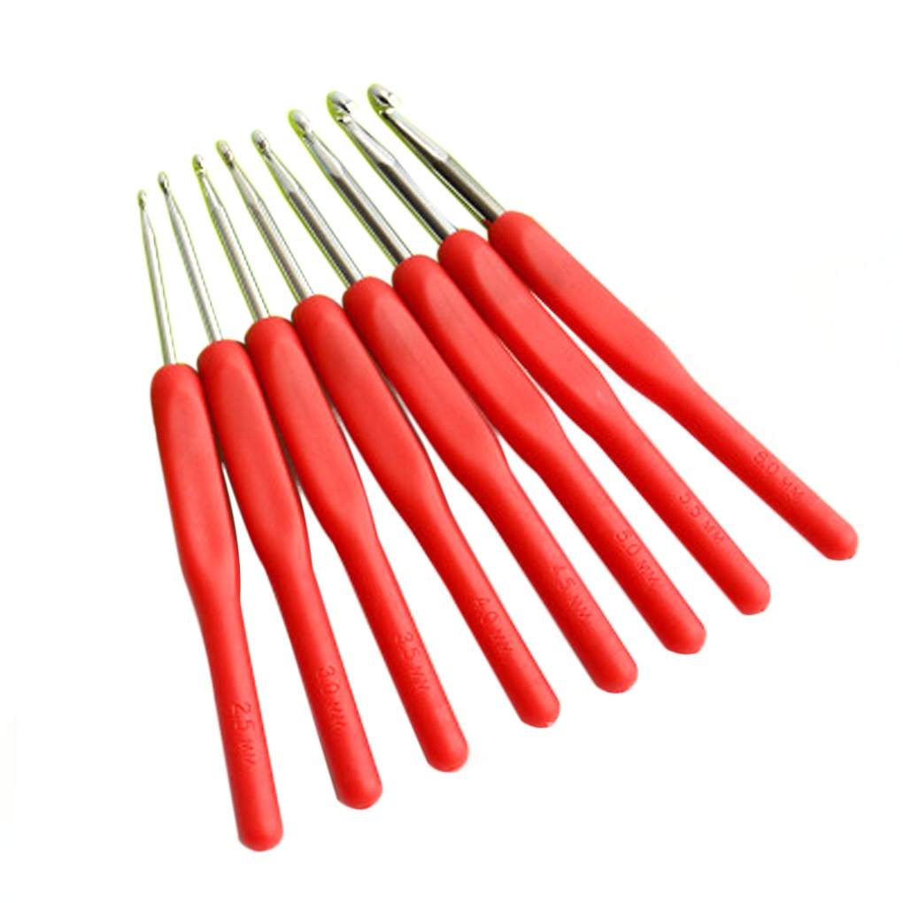 1 Set Of 8-piece Knitting Crochet Tool Set, Aluminum Hook with Soft ...