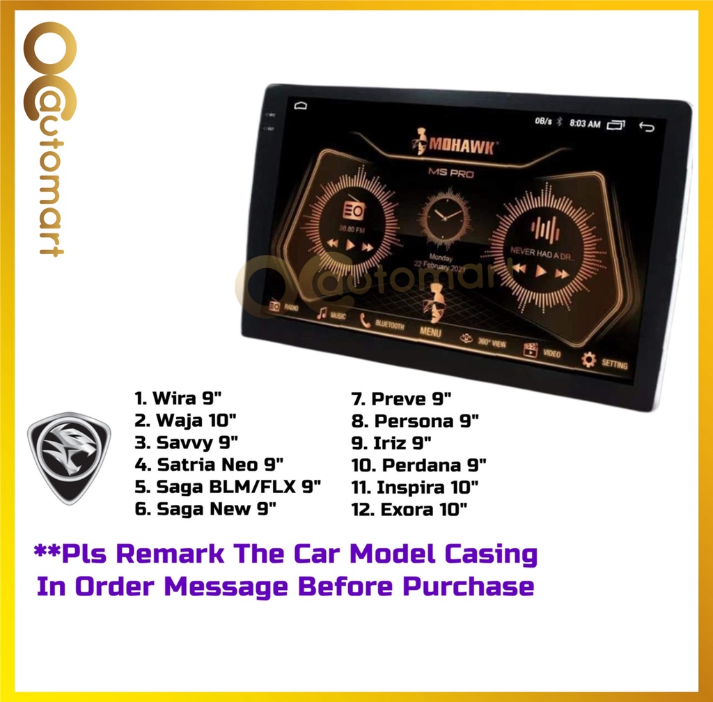 Mohawk MS PRO Series 2K Resolution QLED Car Android Player Plug n Play ...