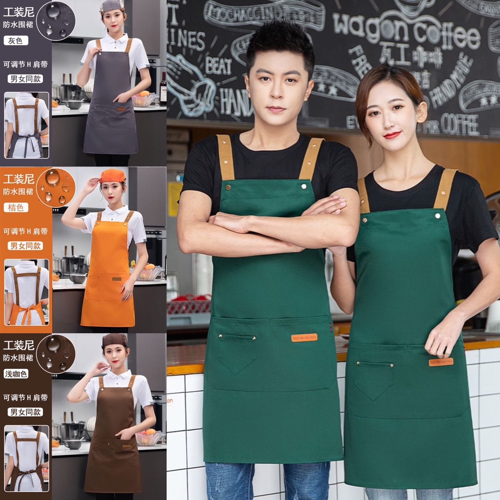 Ready Stock Korea Style Waterproof Apron Kitchen H-Type Strap ...