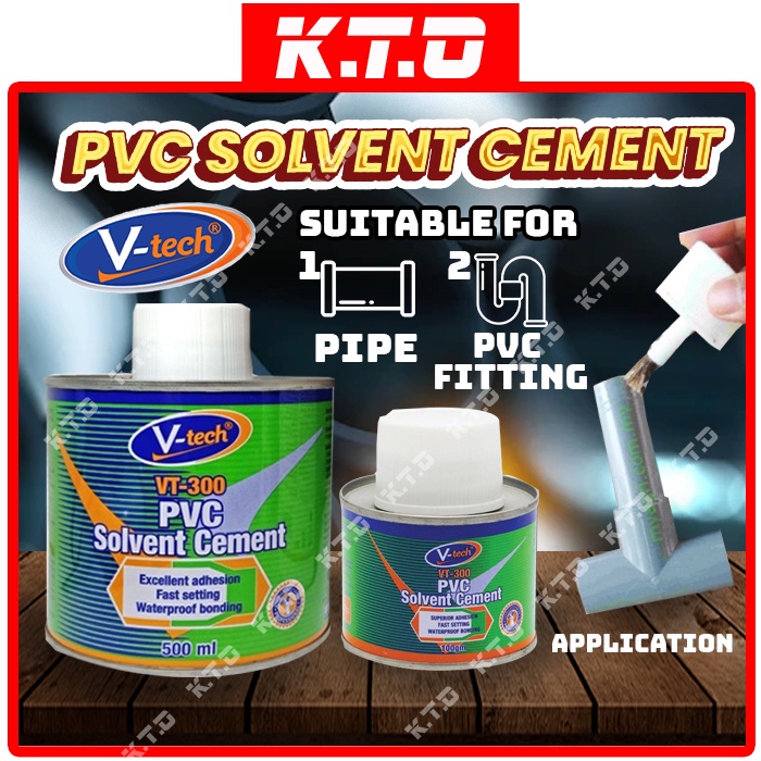 V-Tech VT-300 PVC Solvent Cement 100ml & 500ml PVC Pipe Glue / PVC Pipe Adhesive / Gam Paip PVC ...