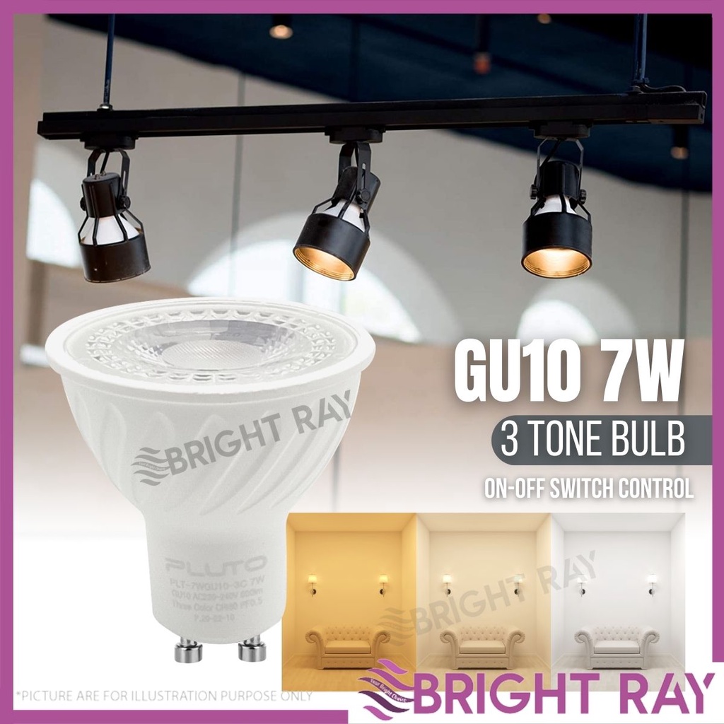 7W GU10 LED Light Bulb 3 Colour Metol Rumah Spotlight Track Light LED ...