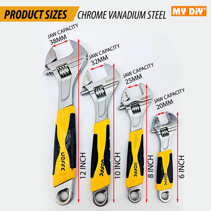 MYDIYHOMEDEPOT - UOFFC CRV ADJUSTABLE SPANNER WRENCH WITH SCALE TPR ...