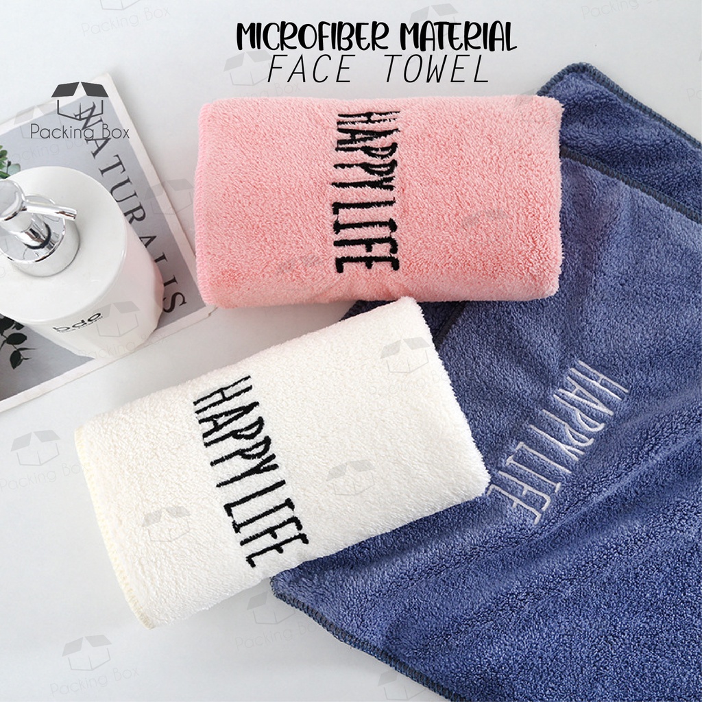 PKB Happy Life Face Hand Towels 70 x 30cm 3 Colours Tuala Muka Door ...