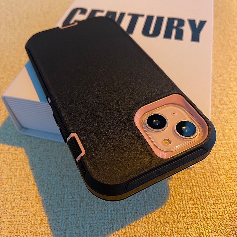 Casing iPhone 14 Military Super Shockproof Tebal 3 in 1 Black Casing iP ...
