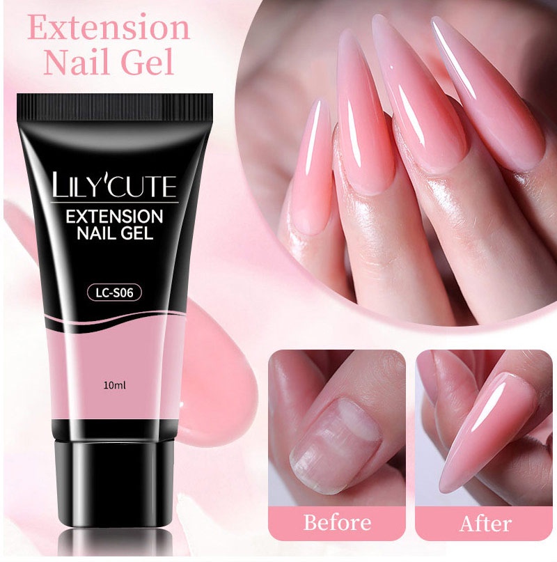 LILYCUTE 10ml Nail Extension Gel Crystal Extender Poly Gel Nail Tips ...