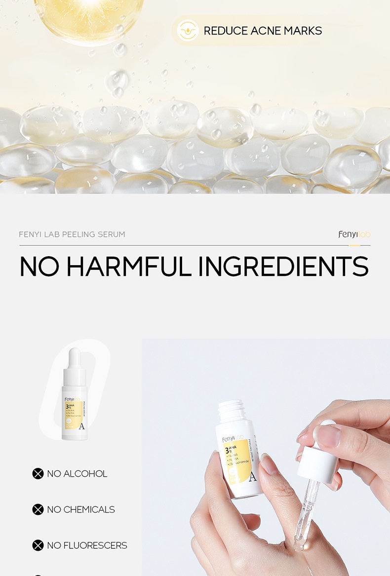 LAIKOU FENYI Lab 3% AHA Peeling Serum Niacinamide Essence Shrink Pores ...