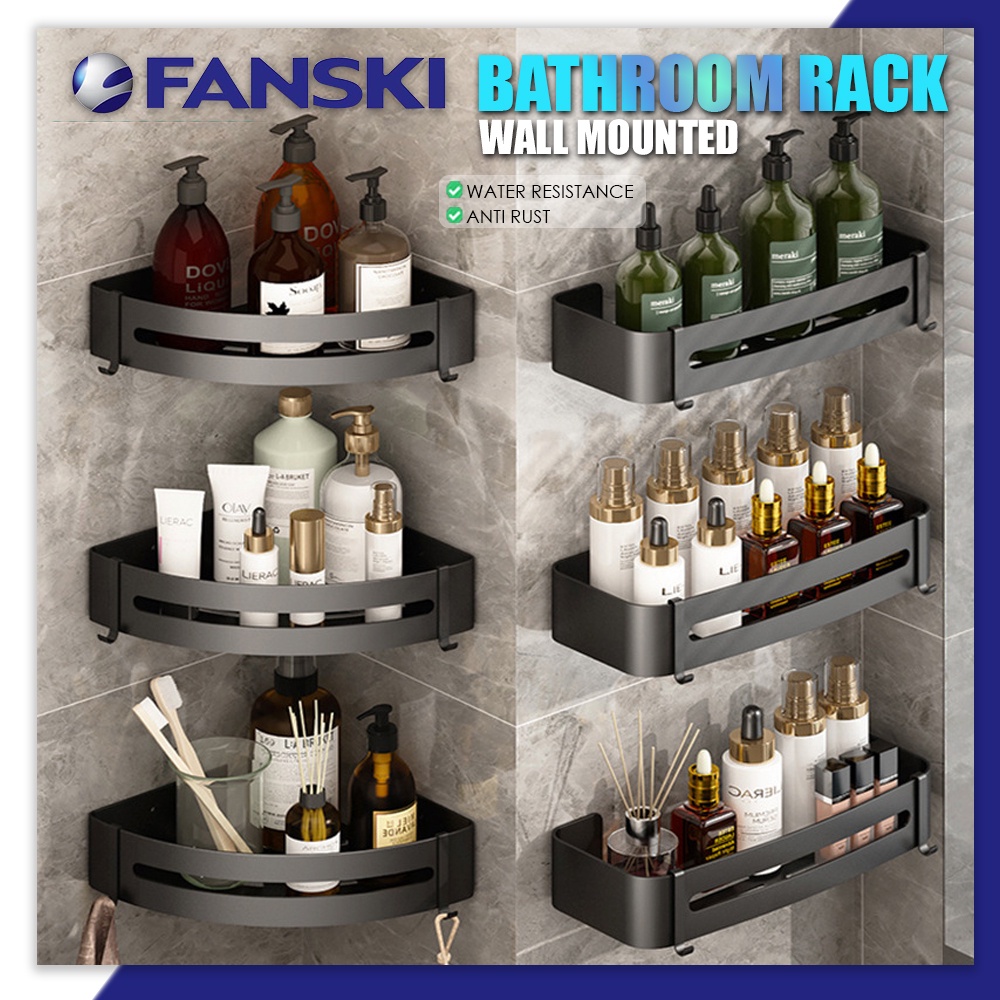 Aluminium Bathroom Rack Toilet Shelf Wall Corner Rack Rak Bilik Mandi ...