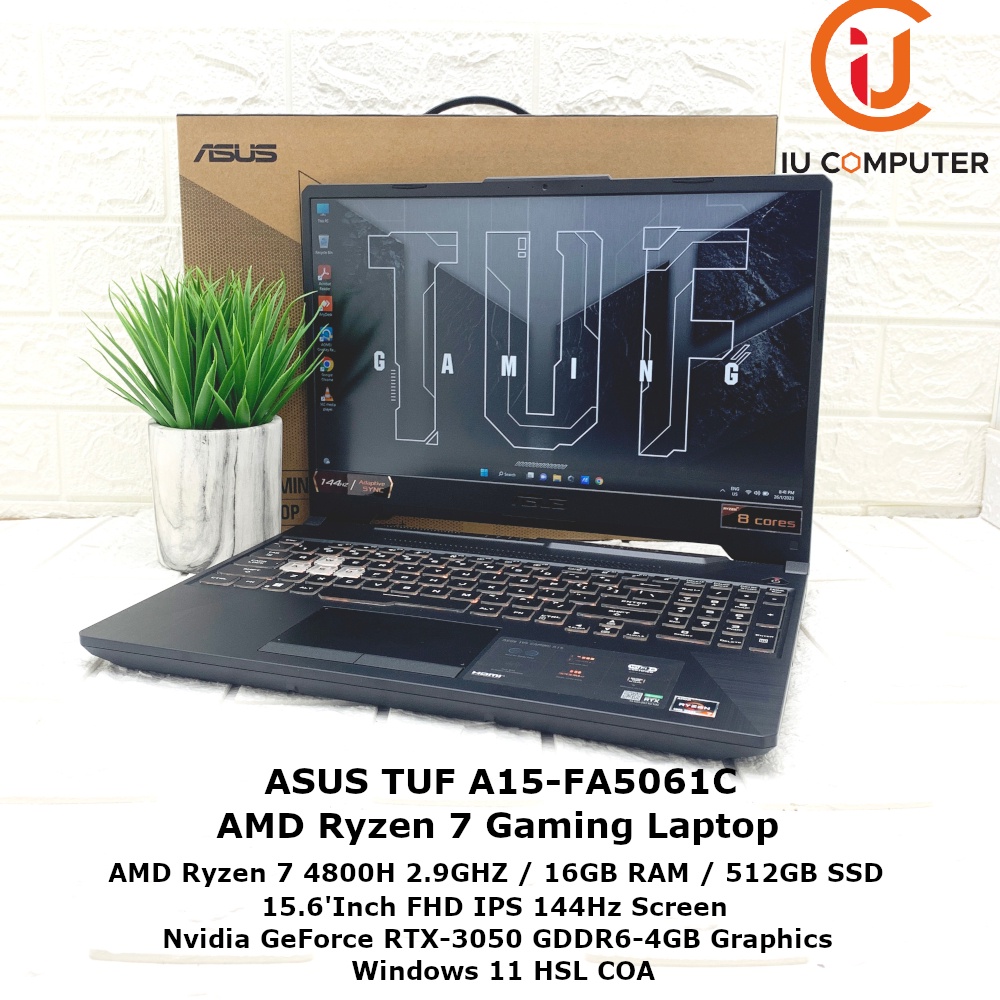 ASUS TUF GAMING A15 FA5061C AMD RYZEN 7 4800H 16GB RAM 512GB SSD RTX ...