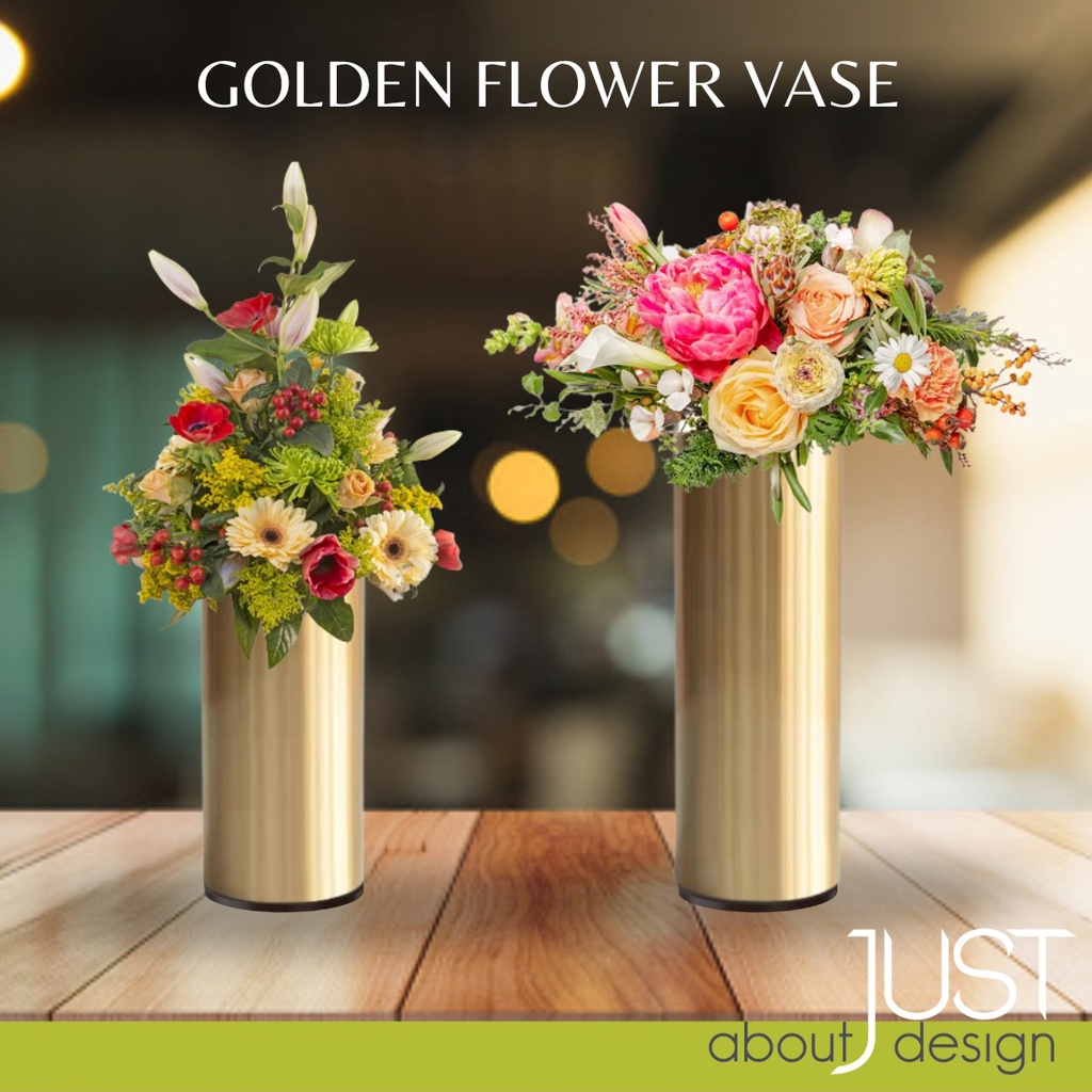 Pasu Hiasan Moden Bilik Ruang Tamu Decorative Golden Metal Vase Flower ...