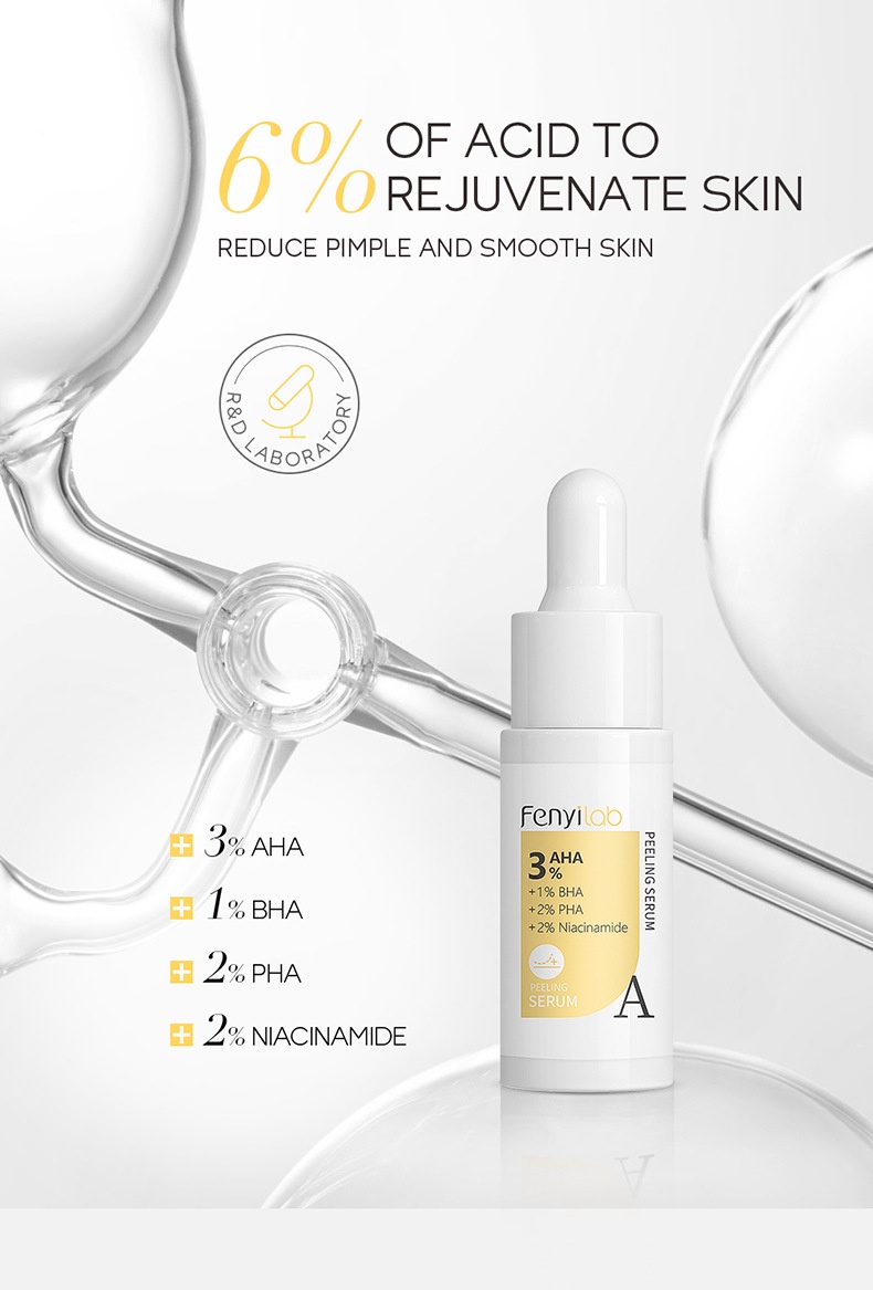 LAIKOU FENYI Lab 3% AHA Peeling Serum Niacinamide Essence Shrink Pores ...