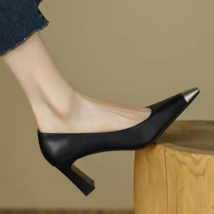 High Heels Square Toe Chunky Heel Fashion Women's Shoes | Shopee Malaysia